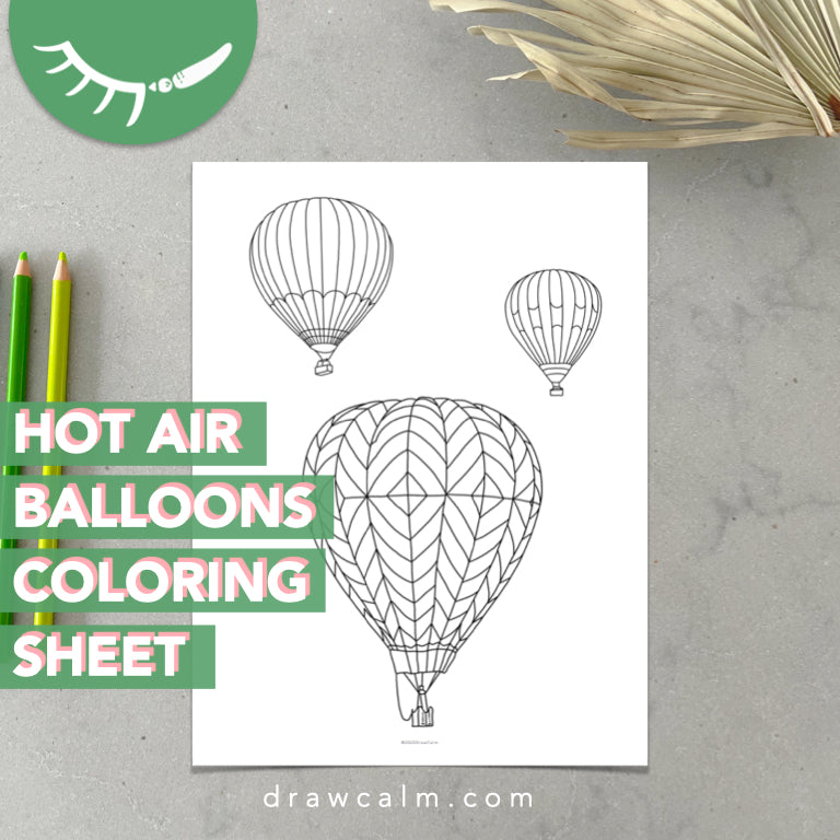 hot air balloon coloring page easy