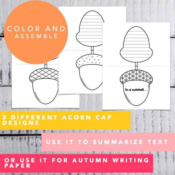 Acorn Paper Garland │ Fall Coloring Sheets Printable – Draw Calm